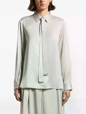 Peserico Point-collar Satin Shirt - Grey