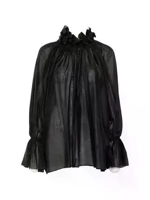 THELATEST Ruffled High-neck Blouse - Black