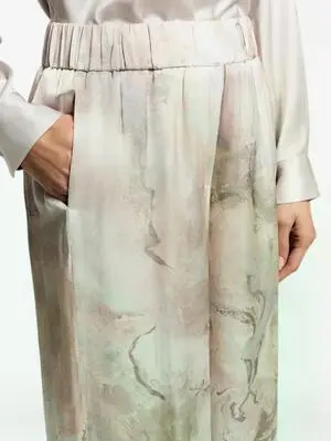 Peserico Abstract-print Elasticated-waistband Palazzo Pants