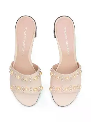 STUART WEITZMAN Perry Stud-embellished Sandals - Neutrals
