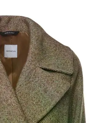ALISHEVA Herringbone Double-breasted Coat