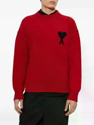 AMI Paris Crew-neck Wool Sweater With De Coeur