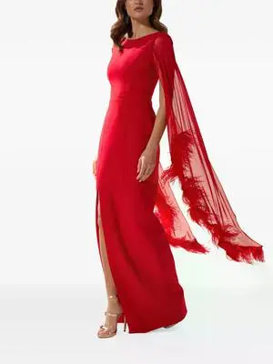 SILK LOVE & LACE Ginger Feather-trimmed Gown