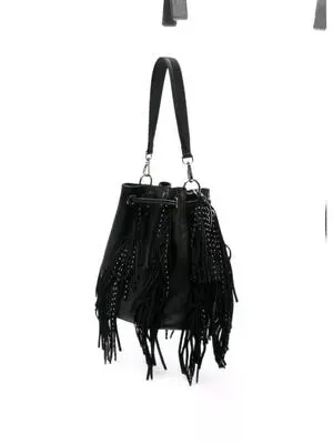 LA CARRIE Fringe-detail Studded Bucket Bag