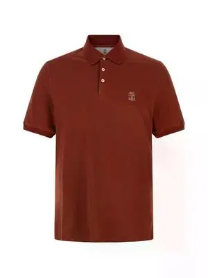 Brunello Cucinelli Cotton Piqué Polo Shirt With Logo - Red