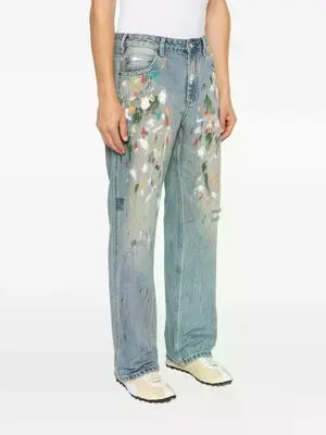 FOUND Paint-splatter Distressed Jeans - Blue