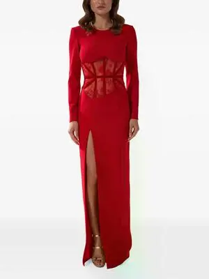 SILK LOVE & LACE Ilara Lace-detail Gown - Red