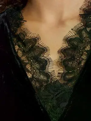 GANNI Lace-trimmed Velvet Top - Black