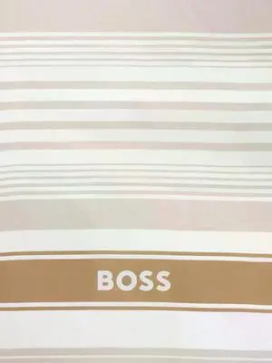 BOSS Fringed Logo Beach Towel In Cotton Jacquard