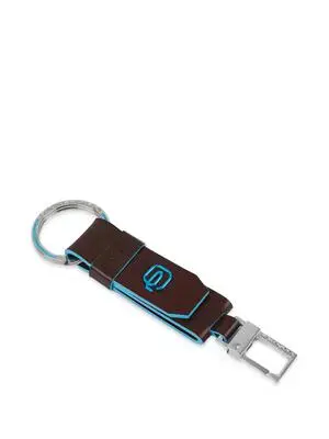 PIQUADRO Leather Carabiner Keyring - Brown