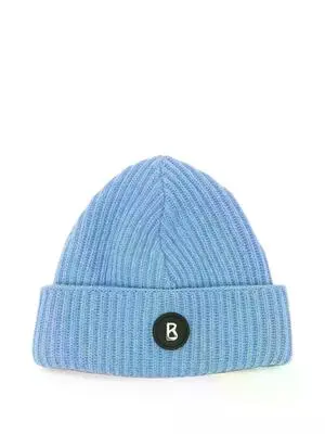 Bogner Gustav Logo-plaque Ribbed-knit Beanie Hat - Blue