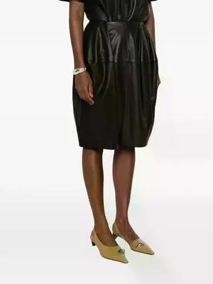 TOTEME Pleated Leather Midi Skirt