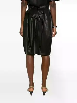 TOTEME Pleated Leather Midi Skirt