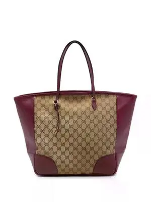 Gucci 2016-2026 Gg Canvas And Calfskin Bree Tote Bag - Neutrals
