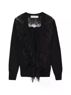 Blumarine Lace-trim Ruffled Cardigan - Black
