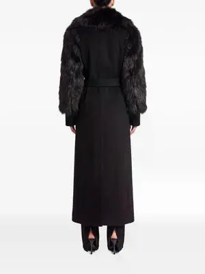 SRVC STUDIO Raven Faux-fur Trim Coat