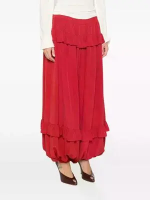 Chloé Ruffled Silk-jacquard Trousers