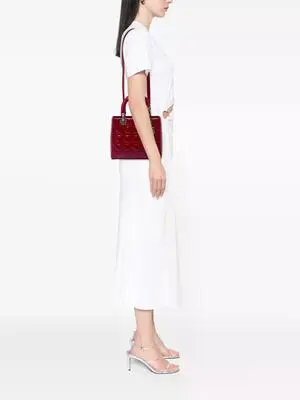 Dior 2013 Medium Patent Cannage Lady Satchel - Red