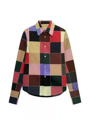 Marni Multicolour Patchwork Poplin Shirt - Neutrals