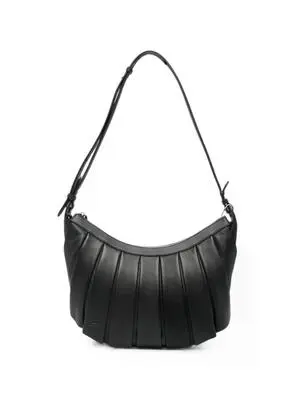 Lacoste M Hobo Pleated Leather Shoulder Bag