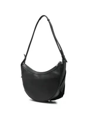 Lacoste M Hobo Pleated Leather Shoulder Bag - Black