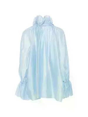 THELATEST Ruffled-neck Blouson-sleeve Shirt