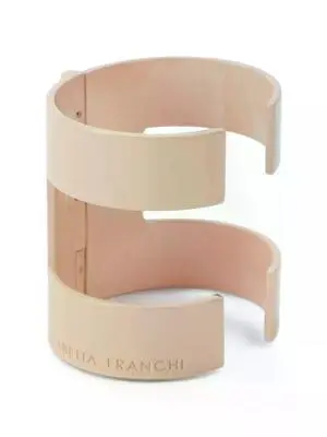 Elisabetta Franchi Rigid Bracelet With Logo - Neutrals