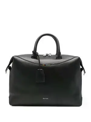 Paul Smith Signature Stripe Leather Briefcases Bag - Black