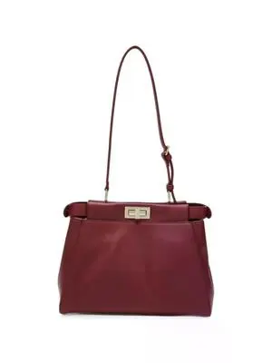 Fendi Small My Peekaboo Leather Shoulder Bag - Red
