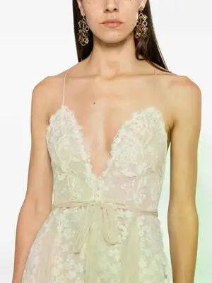 Fendi Floral-lace Belted Maxi Dress