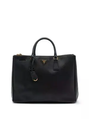 Prada 2010-2026 Large Saffiano Lux Galleria Double Zip Satchel - Black