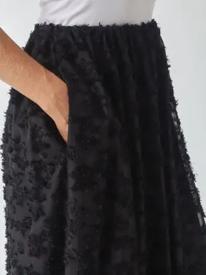 MEIMEIJ Floral Appliqué Crêpe Midi Pencil Skirt