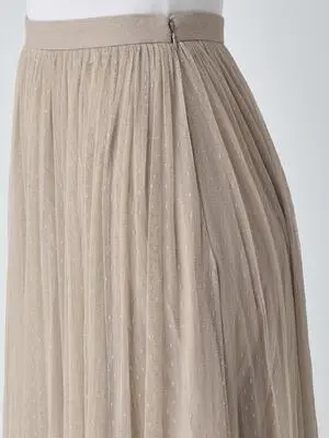 TWINSET High-waisted Pleated Midi Skirt In Tulle With Side Zip Closure