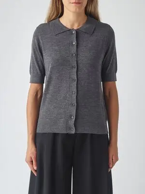 MEIMEIJ Short-sleeved Slim Fit Cardigan In Pure Virgin Wool