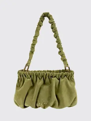 Marni Ruched Synthetic Suede Shoulder Bag - Green
