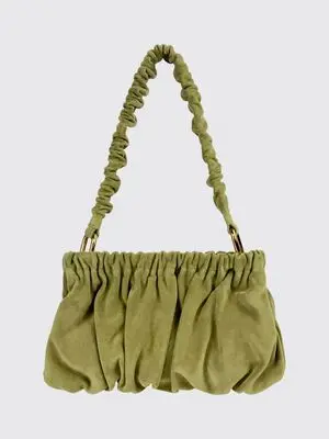 Marni Ruched Synthetic Suede Shoulder Bag - Green