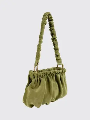Marni Ruched Synthetic Suede Shoulder Bag - Green