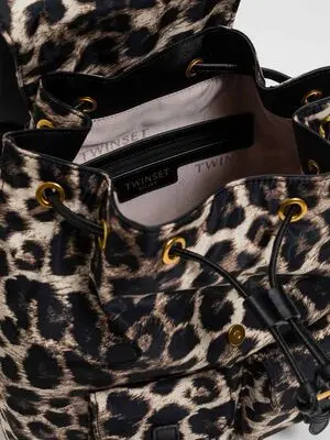 TWINSET Animalier Print Polyester Backpack With Patch Pockets