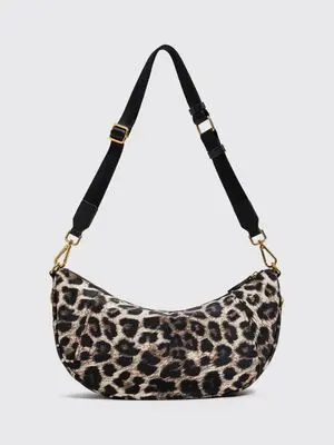 TWINSET Animalier Print Polyester Half-moon Shoulder Bag