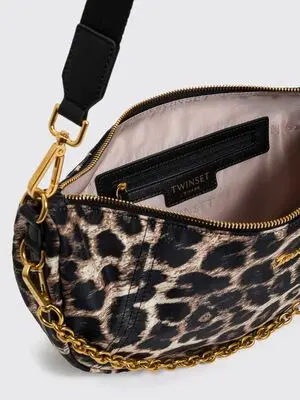 TWINSET Animalier Print Polyester Half-moon Shoulder Bag