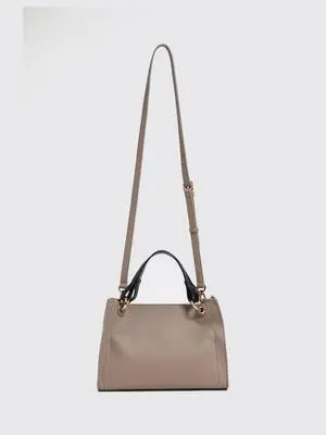 TWINSET Grained Faux Leather Handbag With Double Handle And Shoulder Strap - Grey