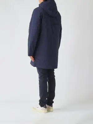 K-WAY Thomal Knee-length Windbreaker Jacket With Removable Hood - Navy