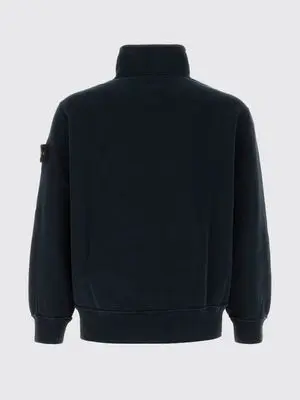 Stone Island Half-zip Cotton Funnel Neck Sweatshirt With Compass Logo Patch - Blue
