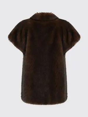 Liviana Conti Rian Short Faux Fur Vest With Lapel Collar