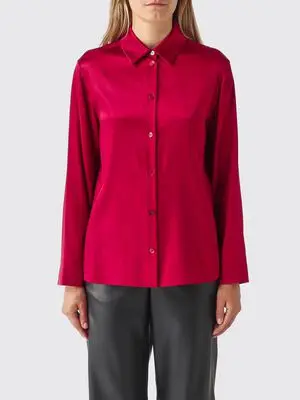 Max Mara Slim Fit Shirt In Stretch Silk Satin With A Classic Collar - Ruby
