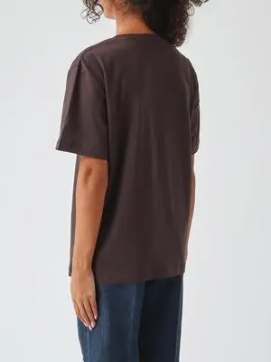 Pinko Cotton Crewneck T-shirt With Rhinestone Love Birds Logo - Dark