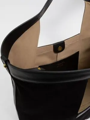 TWINSET Large Leather And Suede Hobo Bag With Double Handle