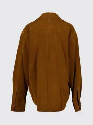 AMI Paris Suede Leather Shirt Jacket With Classic Collar