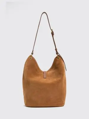 TWINSET Leather And Suede Shoulder Bag With Lettering Logo - Brown