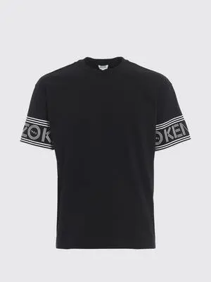 Kenzo Cotton T-shirt With Contrast Logo Print And Dropped Shoulders Design